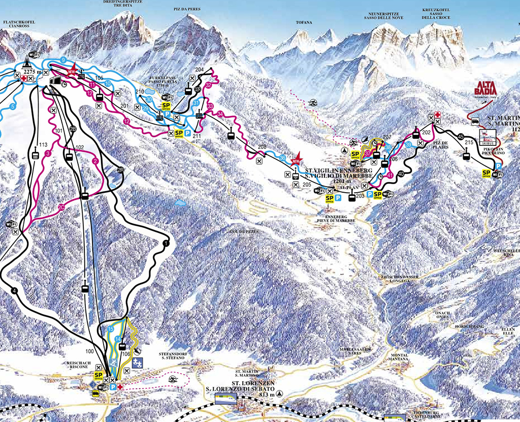Cartina San Vigilio di Marebbe - Mappa piste sci San Vigilio di Marebbe | Dove Sciare